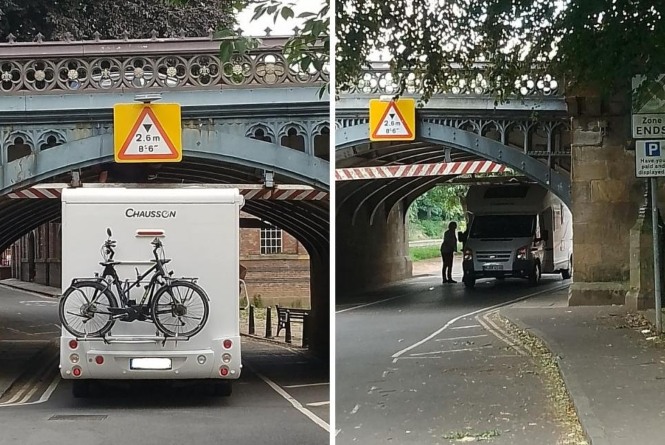 Motorhome gets stuck under York bridge - Van Life Matters